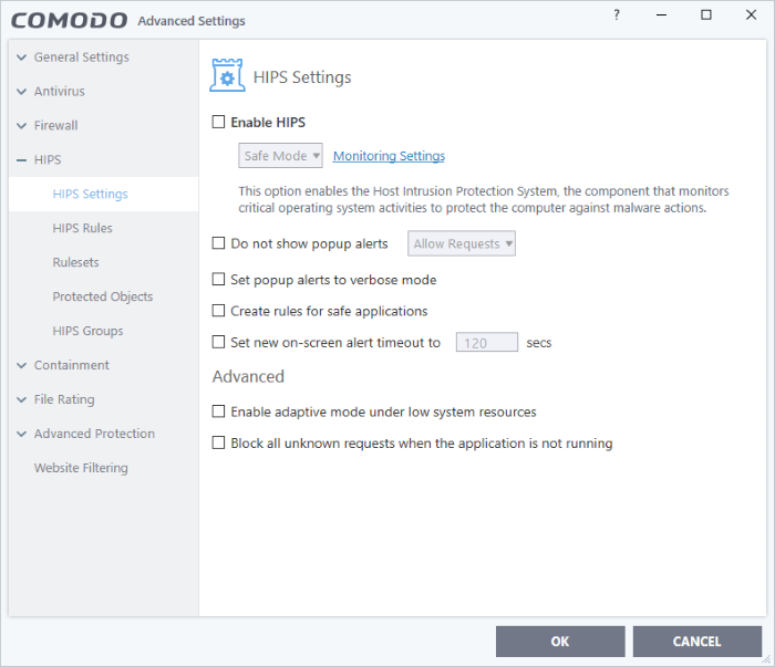 HIPS Configuration, Host Intrusion Prevention System | Internet Security Help